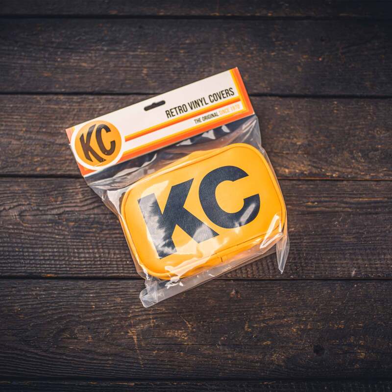 KC HiLiTES Retro 5in x 7in Rectangular Yellow Vinyl Light Cover w/ Bla ...