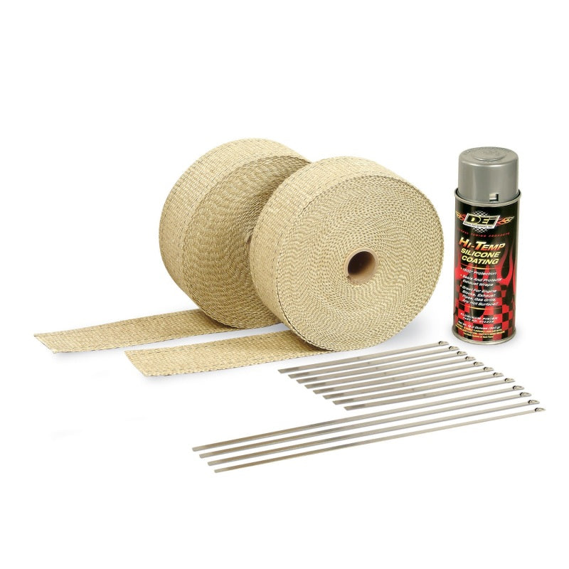 DEI Exhaust Wrap Kit - Tan Wrap & Aluminum HT Silicone Coating (Aeroso ...