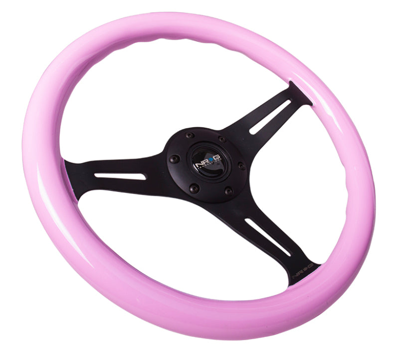 NRG Classic Wood Grain Steering Wheel (350mm) Solid Pink Painted Grip ...